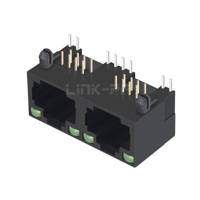 Cina LPJE201NWNL RJ45 1X2 Jack modulare senza magneti integrati Tab UP Verde/LED verde in vendita