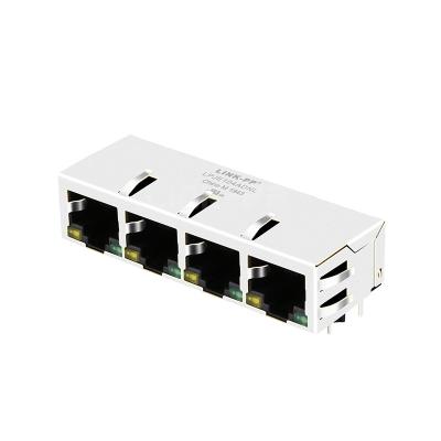 Cina LPJE104ADNL Tab Down LED giallo/verde 1X4 Port Ethernet RJ45 Jack senza magnetismo integrato in vendita