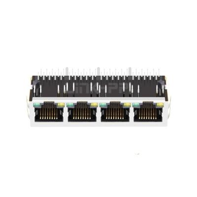 Cina LPJE104ADNL Tab Down LED giallo/verde 1X4 Port Ethernet RJ45 Jack senza magnetismo integrato in vendita