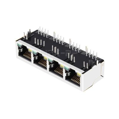 Cina LPJE104BDNL Tab Down LED giallo/verde 1X4 Port RJ45 Jack modulare senza magneti integrati in vendita