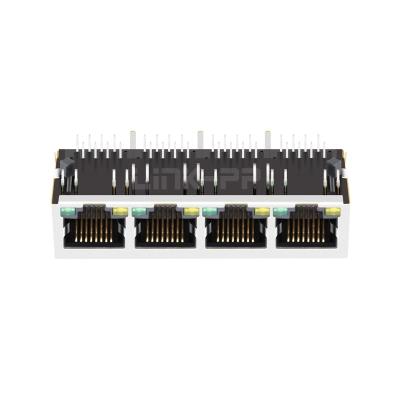 Cina LPJE104BDNL Tab Down LED giallo/verde 1X4 Port RJ45 Jack modulare senza magneti integrati in vendita