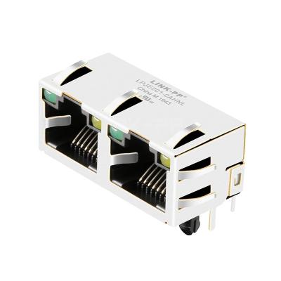 中国 LPJE201-0AHNL タブ UP グリーン/イエロー LED 1X2 ポート RJ45 ジャック 組み込み磁石なし 販売のため