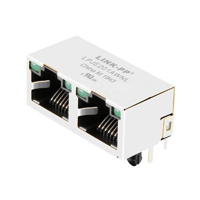 中国 LPJE201AWNL タブ UP グリーン/グリーン LED 1X2ポート RJ45 ジャック 販売のため