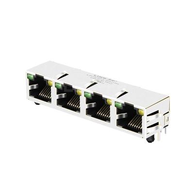 Chine LPJE401-0AHNL Tab Up LED vert/jaune 1X4 Port RJ45 prise modulaire sans magnétisme intégré à vendre