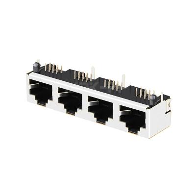 中国 LPJE401DNL タブアップ LED 1X4 ポート RJ45 コンネクタ 組み込み磁石なし 販売のため