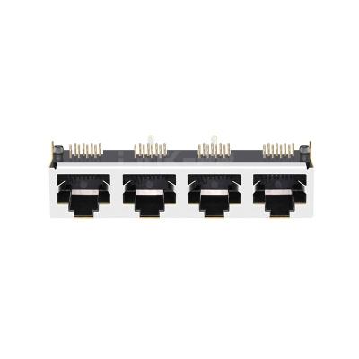 中国 LPJE401DNL タブアップ LED 1X4 ポート RJ45 コンネクタ 組み込み磁石なし 販売のため