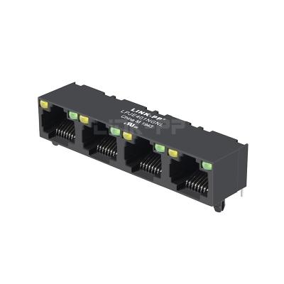 中国 LPJE401NGNL タブアップ 黄色/緑色 LED 1X4ポート RJ45 ジャック 販売のため