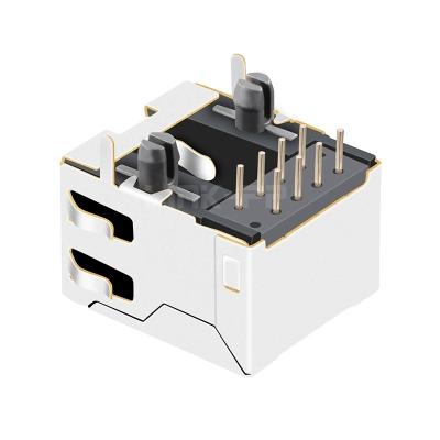 Cina LPJEF180-5CNL Side Entry Pcb Connector senza LED RJ45 Panel Mount Jack senza magneti integrati in vendita