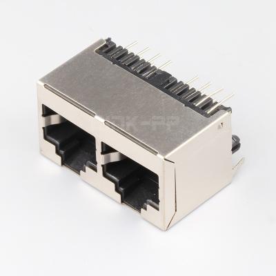 中国 LPJE602DNL LEDなし 1X2ポート 8P8C 組み込み磁性のない垂直RJ45コネクタ 販売のため