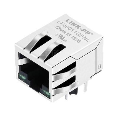 China LPJ0011GFNL 10/100 Base-T Cat5e RJ45 Industrial Magjack Tab Down Verde/Led Verde à venda