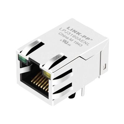 China Halo HFJT1-RP44-L12RL Compatível LPJ3190AENL 10/100 Base-T RJ45 PoE MagJack Com Rectifier Bridge Tab Up LED Verde/Amarela à venda