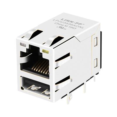 Cina Belfuse 0821-1X1T-32-F Compatible LPJU3836AONL 1000 Base-T RJ45 Magjack with Single USB Tab Up Orange&Green/Yellow Leds in vendita