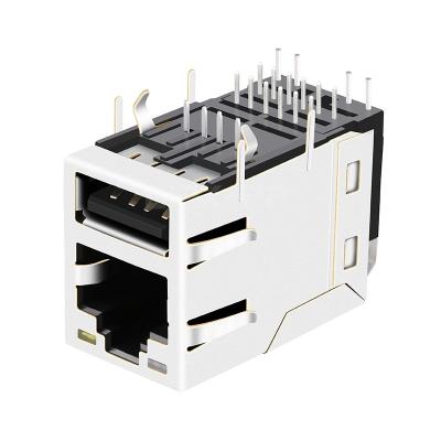 Cina Belfuse 0821-1X1T-32-F Compatible LPJU3836AONL 1000 Base-T RJ45 Magjack with Single USB Tab Up Orange&Green/Yellow Leds in vendita