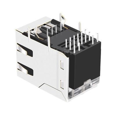 Cina Belfuse 0821-1X1T-32-F Compatible LPJU3836AONL 1000 Base-T RJ45 Magjack with Single USB Tab Up Orange&Green/Yellow Leds in vendita