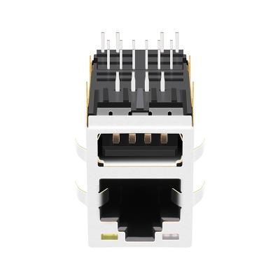 Cina Belfuse 0821-1X1T-32-F Compatible LPJU3836AONL 1000 Base-T RJ45 Magjack with Single USB Tab Up Orange&Green/Yellow Leds in vendita
