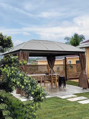China Polycarbonate Outdoor Hardtop Gazebo Snow Pressure Resistant Double Tiered Roof for sale