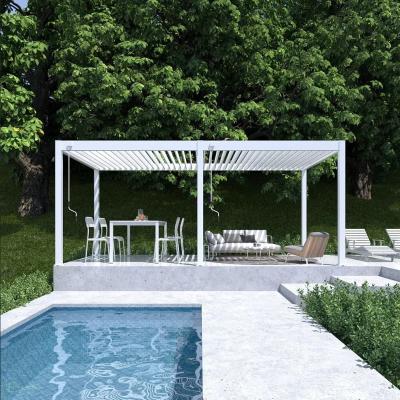 China Ventilatie Tuin Elektrisch Intelligent Regenbestendig Villa Aluminium Schaduw Patio for sale