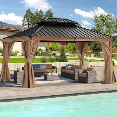 Cina Copertura metallica Gazebo 10 'X 12' Gazebo esterno Copertura metallica con rete e tende, giardino esterno nel cortile in vendita