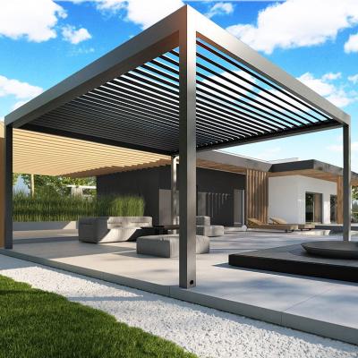 China Shade Control + Modern Look | Metal Pergola with Retractable Roof for sale