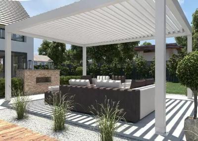 China Remote Control Roof + Privacy Curtain | Metal Pergola with Retractable Roof for sale