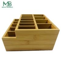 China Bamboo Adjustable Multifunction Makeup Tool Storage Box for sale