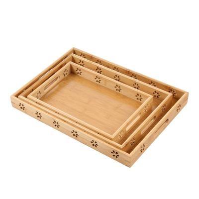 China Customized Large Bamboo Platter Serving Dessert Rectangular Tray for sale