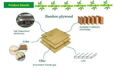 Cina Moderni fogli di compensato di bambù a grano piatto 4 x 8 impermeabili per mobili in vendita