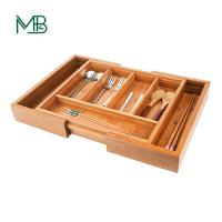China Expandable Rectangle Kitchen Tableware Bamboo Silverware Cutlery Tray CE Certificate for sale