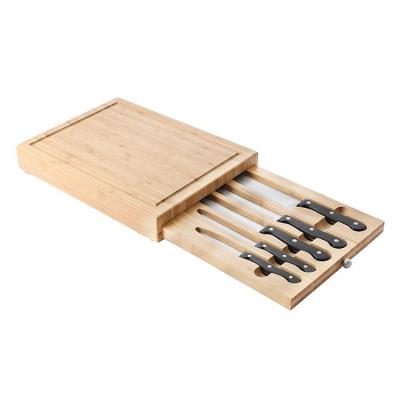 Cina 37*27*5cm Tavola da taglio in bambù con coltello con logo personalizzato per cucina moderna in vendita