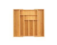 China Eco-friendly Rectangle Bamboo Cutlery Serving Tray Set with 8 Adjustable Compartments for sale