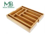 China Eco-friendly Rectangle Bamboo Cutlery Serving Tray Set with 8 Adjustable Compartments for sale