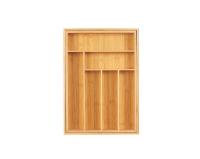 China Eco-friendly Rectangle Bamboo Cutlery Serving Tray Set with 8 Adjustable Compartments for sale