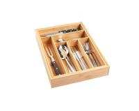 China Eco-friendly Rectangle Bamboo Cutlery Serving Tray Set with 8 Adjustable Compartments for sale