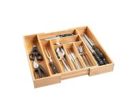 China Eco-friendly Rectangle Bamboo Cutlery Serving Tray Set with 8 Adjustable Compartments for sale