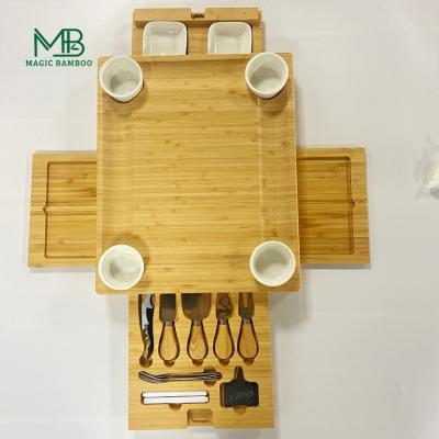 Cina Tabella di taglio per cucina in bambù naturale con coltelli e cassetti multifunzionali in vendita
