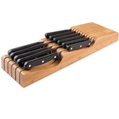 China Natural Bamboo 15-Slot In Drawer Knife Block Organizer with Eco-Friendly Construction for sale
