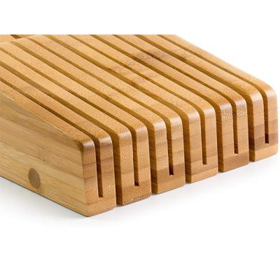 China Natural Bamboo 15-Slot In Drawer Knife Block Organizer with Eco-Friendly Construction for sale