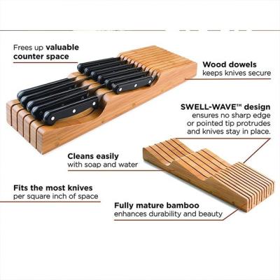 China Natural Bamboo 15-Slot In Drawer Knife Block Organizer with Eco-Friendly Construction for sale
