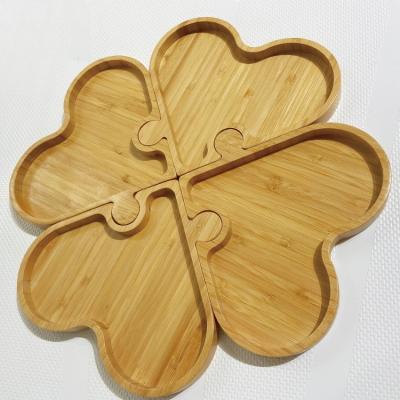 China Removable Bamboo Tray Set Dinnerware Type Tray Heart-Shaped Design for Kitchen Serving for sale