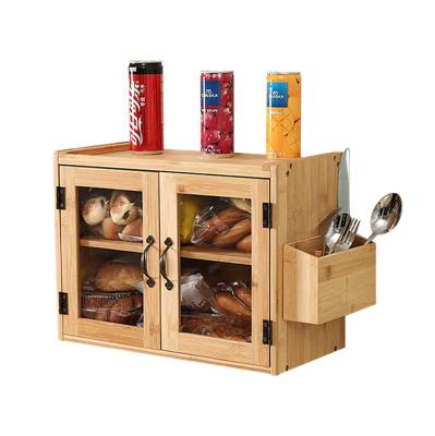 Cina Scatola di stoccaggio del pane in bambù con porta stoviglie per cucina in vendita