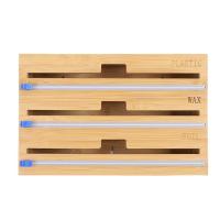 China Multifunctional Rectangle Bamboo Plastic Wrap Dispenser Wall Mount for Your Kitchen for sale