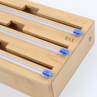 China Multifunctional Rectangle Bamboo Plastic Wrap Dispenser Wall Mount for Your Kitchen for sale
