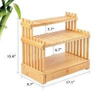 China Sustainable Bamboo Spice Rack 3 Tier Multifunction Rectangle Storage Kitchen Customizable for sale