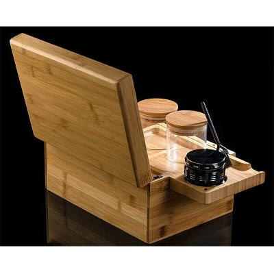 China Bamboo Storage Box Set with Herbal Grinder Stash Jar Rolling Tray and Pocking Tools Stick for sale