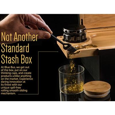 China Bamboo Storage Box Set with Herbal Grinder Stash Jar Rolling Tray and Pocking Tools Stick for sale