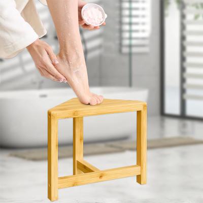 China Small Bamboo Shower Step Stool for Corner Shaving Legs Customized Designs CE Certificate for sale
