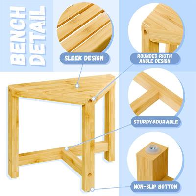 China Small Bamboo Shower Step Stool for Corner Shaving Legs Customized Designs CE Certificate for sale