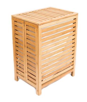 China ODM Portable Bamboo Laundry Hamper Basket With Lid Shelf for sale