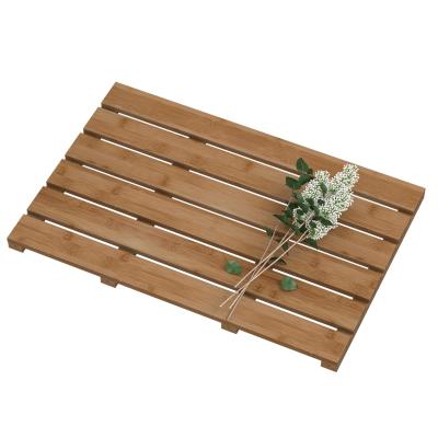 China Striped Pattern Bamboo Wood Non Slip Shower Mat 39.88 X 26.17 X 3.05CM for Bathroom for sale