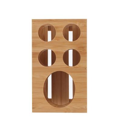 China Organic Sustainable Bamboo Toothbrush Holder Toothpaste Stand For Bathroom Vanity Storage for sale
